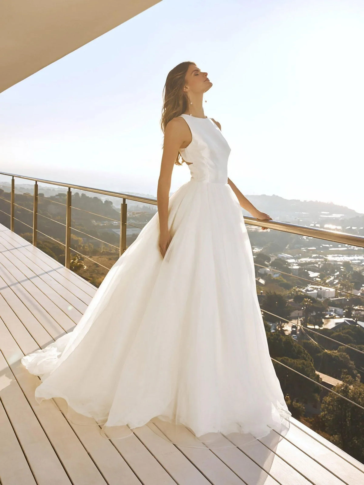 Pruna | Pronovias | Modern Princess Dress with High Neckline – White ...